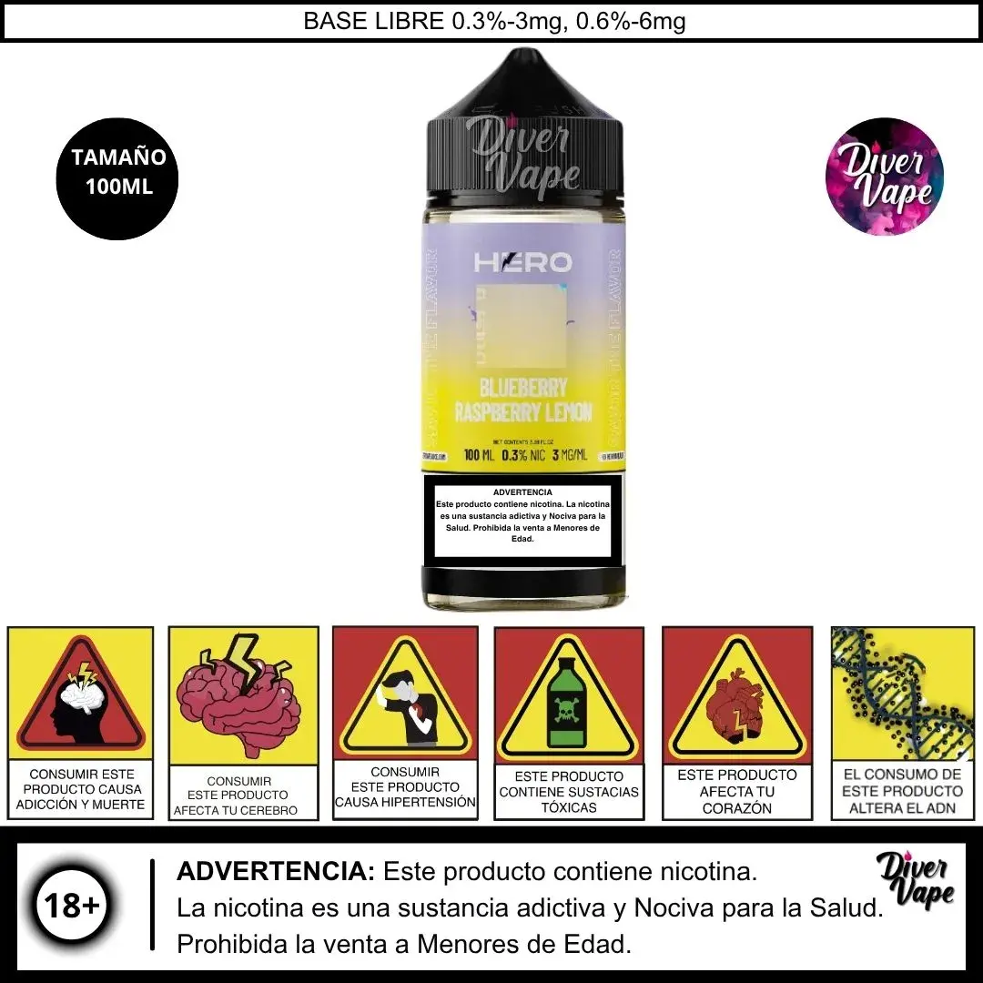 Hero Blueberry Raspberry Lemon 100ml - Divervape Tienda de Vapeo | Vapers