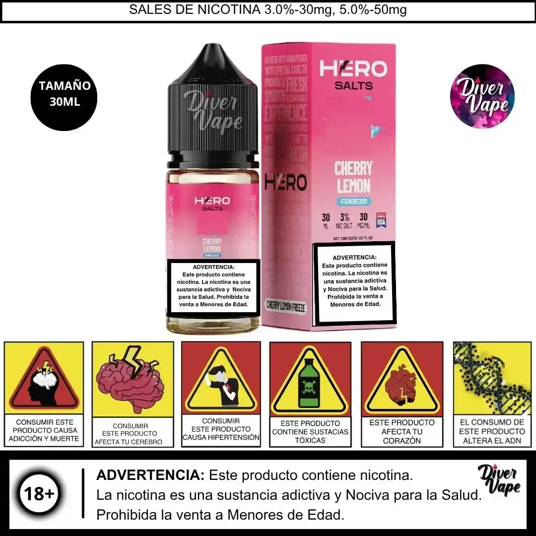 Hero Cherry Lemon Salts - 30ml Divervape Tienda de Vapeo | Vapers