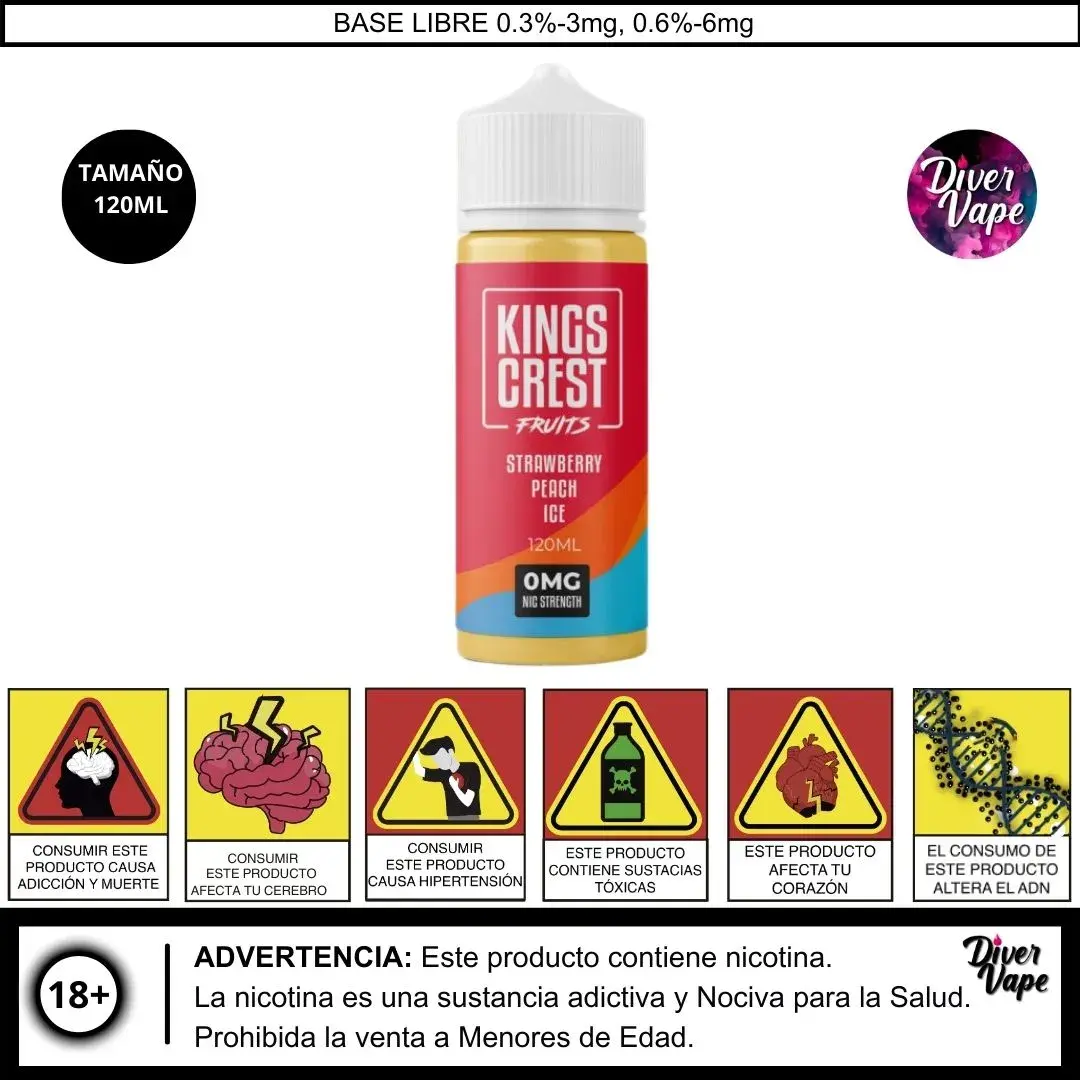 Kings Crest Fruits Strawberry Peach Ice 120ml - Divervape Tienda de ...